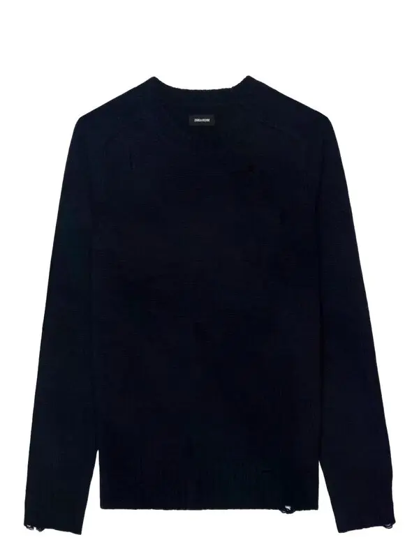 Zadig&Voltaire Distressed Wool Blend Sweater - Blue