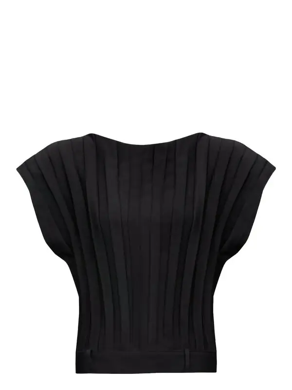 MAISON MARGIELA Pleated Short-sleeved Top - Black