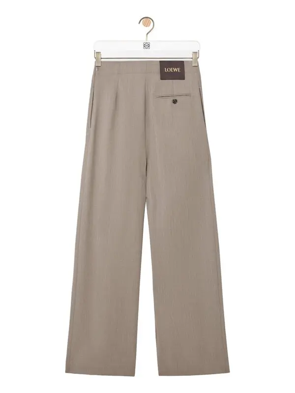 Loewe Belted Wool Trousers - Beige Melange