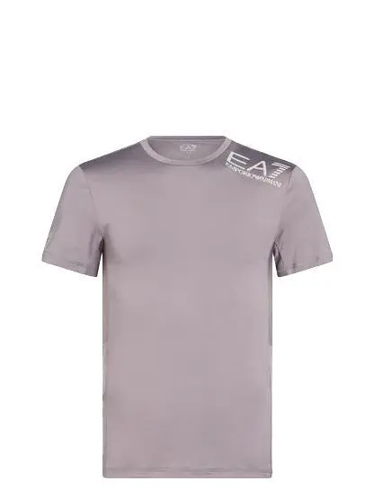 EA7 Synthetic Jersey Printed Crewneck T-shirt - Grey