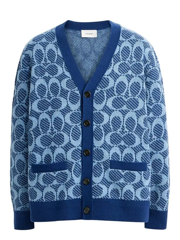 Coach Signature Chunky Cardigan - Blue Signature