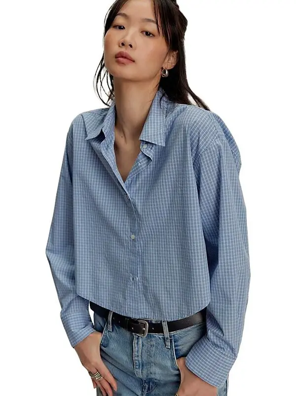Citizens Of Humanity Ana Cropped Shirt - Banker Blue Plaid