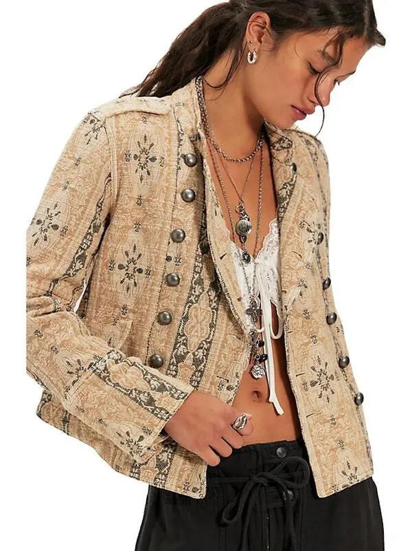 Free People Lotty Jacquard Jacket - Morning Oat