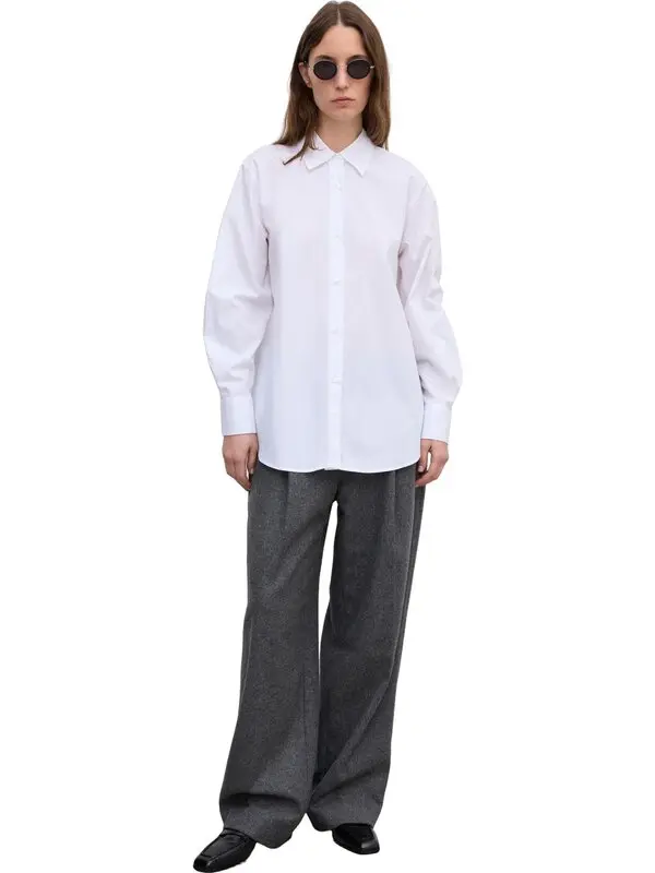 HOUSE OF DAGMAR Relaxed Organic Cotton Poplin Shirt - White