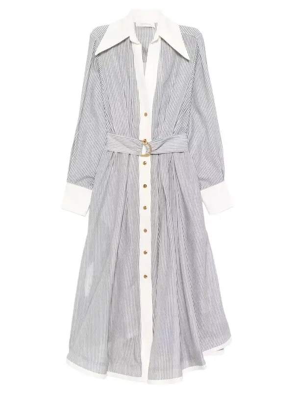 Zimmermann Striped Belted Shirt Dress - Neutrals