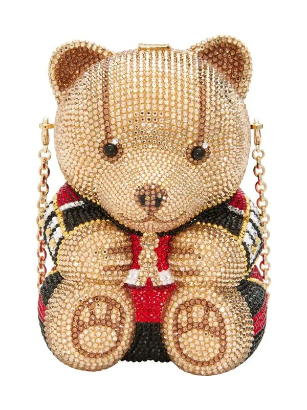 Judith Leiber Teddy Bear Albert Novelty Clutch - Champagne Prosecco Multi