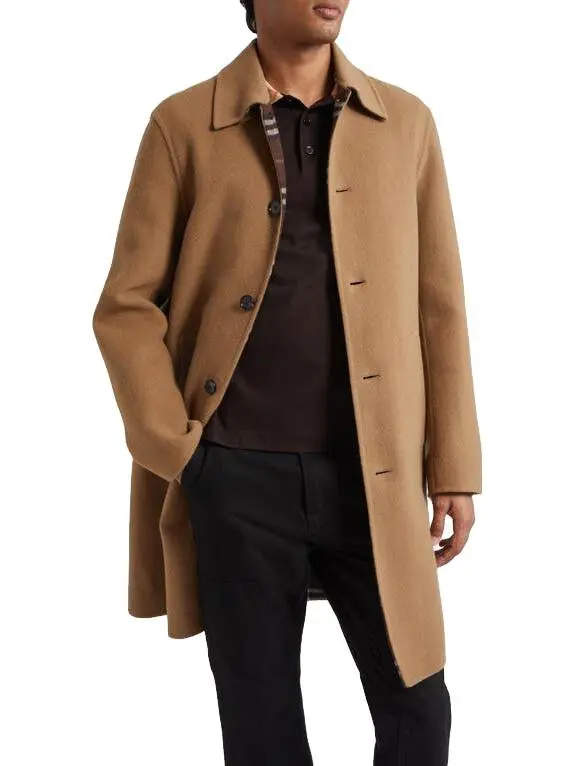 Burberry Worthing Wool Car Coat - Camel/treacle Bn Chk