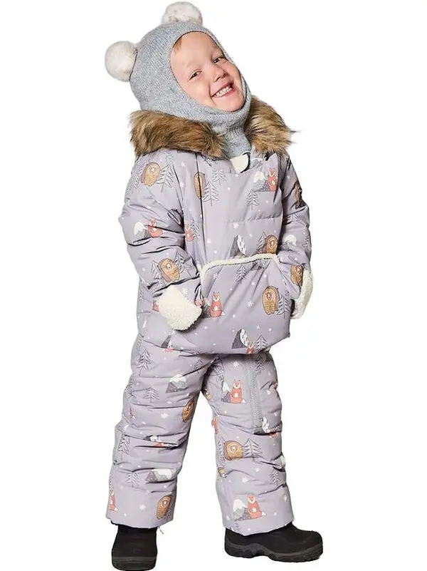 DEUX PAR DEUX One-piece Snug Snowsuit Designed For Car Seat Bear - Gray