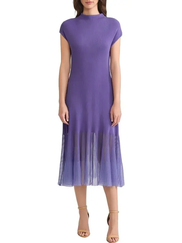 Misook Ribbed Midi Sweater Dress - Concord Purple