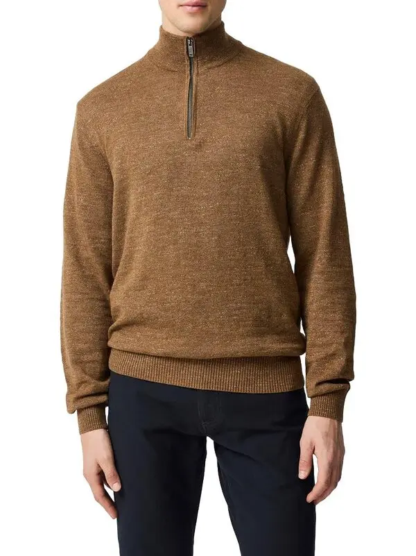 Rodd & Gunn Fortrose Cotton Quarter-zip Sweater - Nutmeg