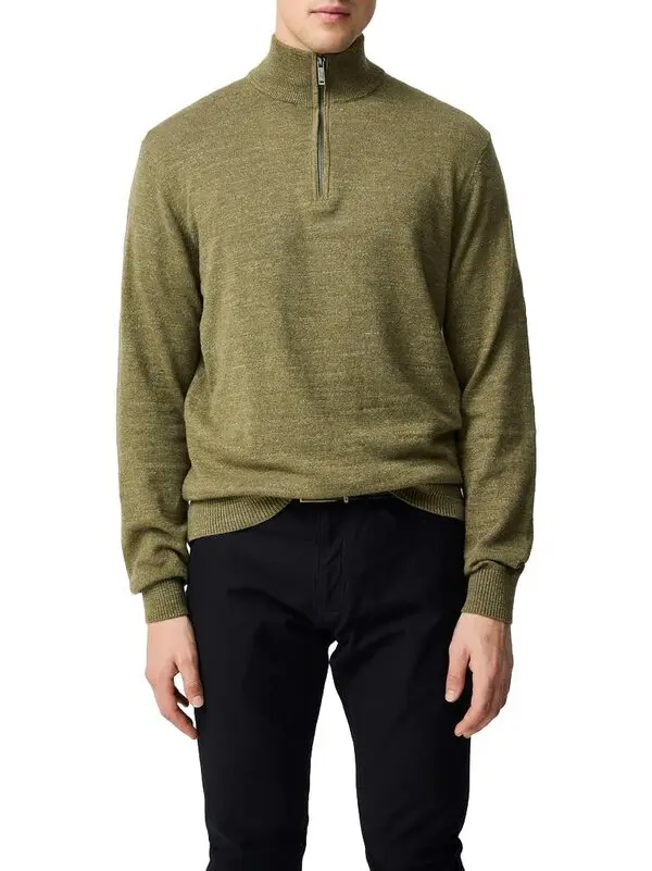 Rodd & Gunn Fortrose Cotton Quarter-zip Sweater - Olive