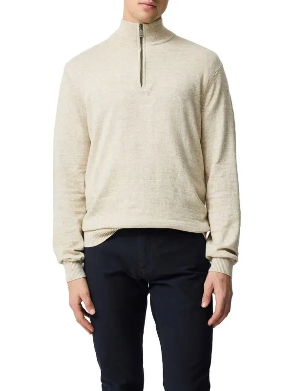 Rodd & Gunn Fortrose Cotton Quarter-zip Sweater - Straw