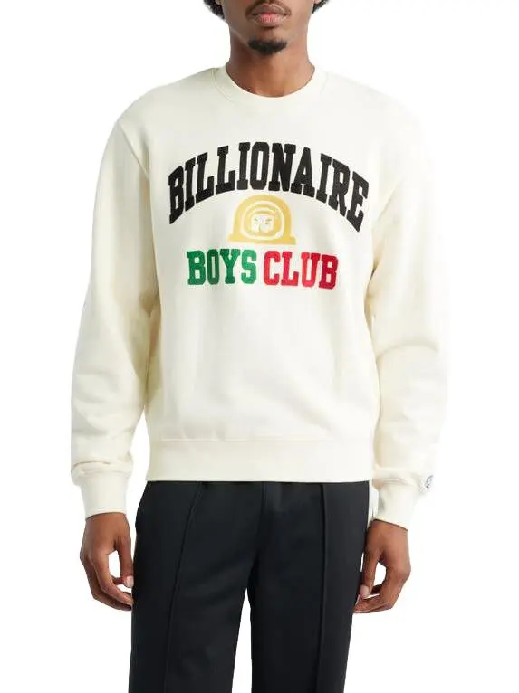 BILLIONAIRE BOYS CLUB Collegiate Embroidered Sweatshirt - Winter Whi