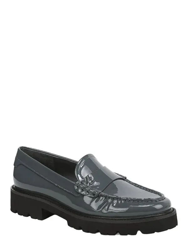 Franco Sarto Patent Loafer With Lug Sole - Slate Blue