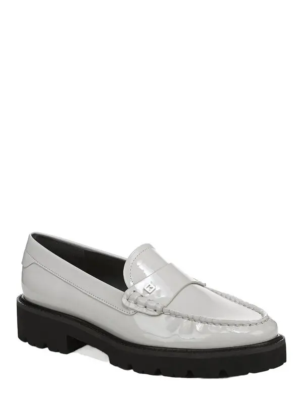 Franco Sarto Patent Loafer With Lug Sole - Soft Grey