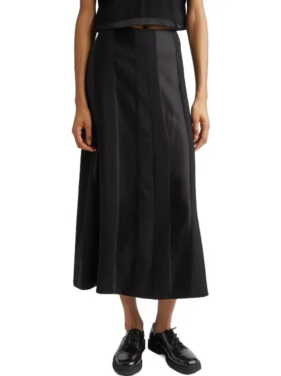 Partow Jackson Textured Stripe A-line Midi Skirt - Black