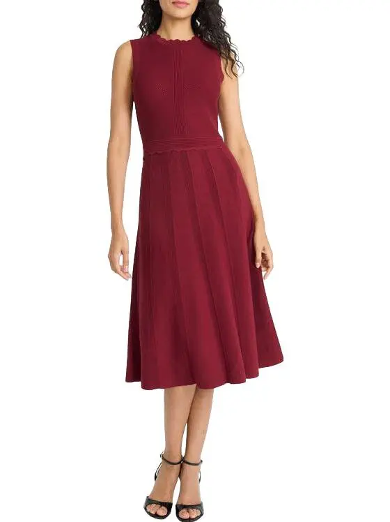 Maggy London Sleeveless Fit & Flare Knit Dress - Cabernet