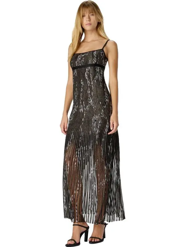 Missoni Long Dress With Pleated Zigzag Pattern - Black