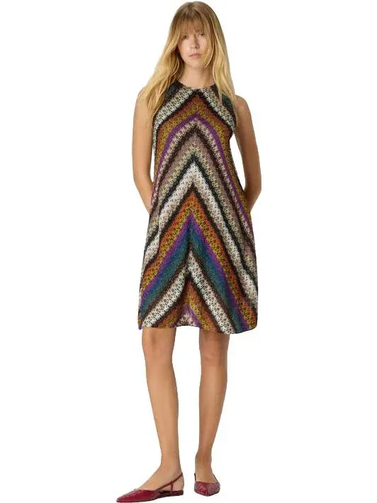 Missoni Crewneck Mini Dress With Lace Tulle - Multicoloured