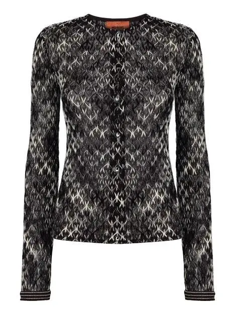 Missoni Flame Lace Slim Crew Neck Cardigan - Brown