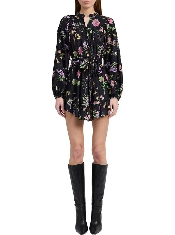 EN SAISON Harper Metallic Floral Mini Dress - Black Gold Multi