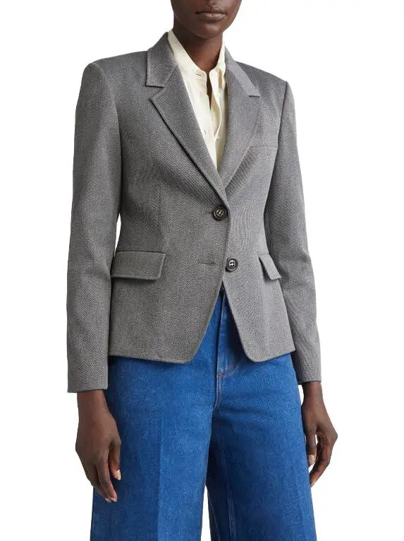 St. John Mélange Stretch Twill Cropped Jacket - Medium Grey Melange
