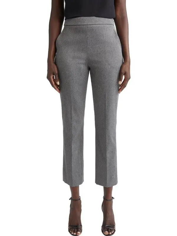 St. John Stretch Twill Crop Pants - Medium Grey Melange