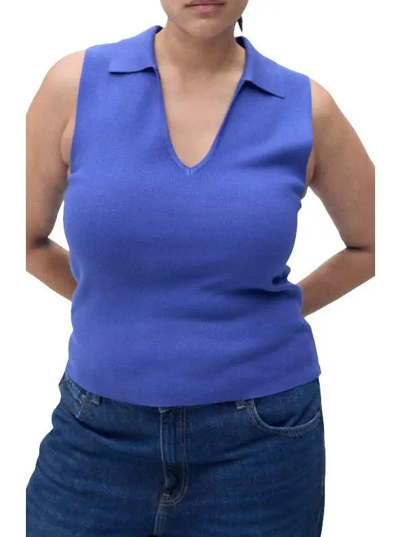 Mango Sleeveless Knit Polo - Blue