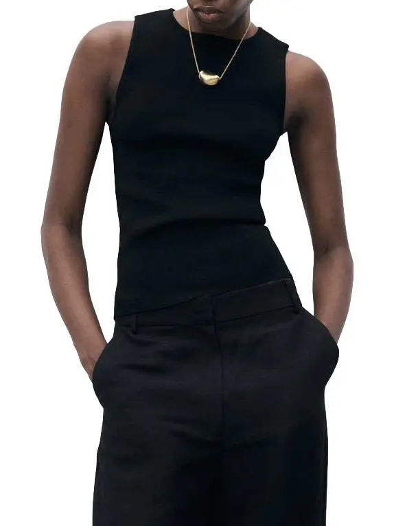 Mango Sleeveless Fitted Sweater - Black