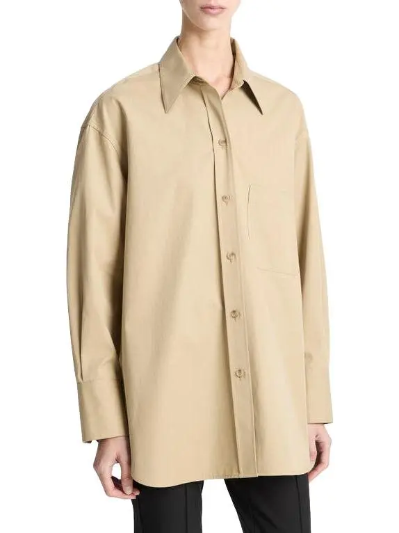 Vince Oversized Cotton Button-up Shirt - Cobble Stone