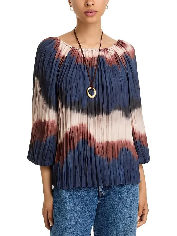 Bella Dahl Pleated Three Quarter Sleeve Blouse - Midnight Tides