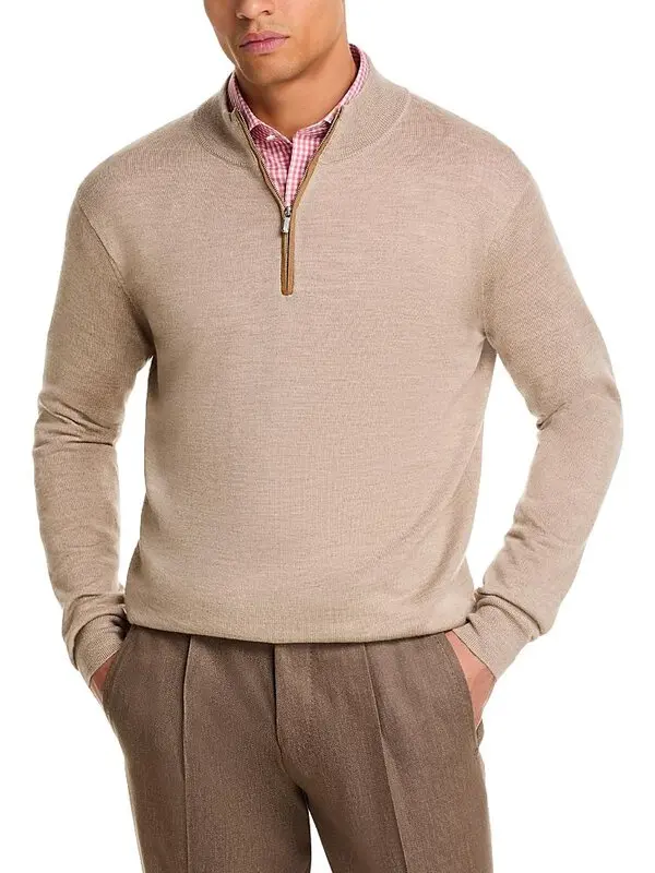 Peter Millar Autumn Crest Quarter Zip Sweater - Light Elm