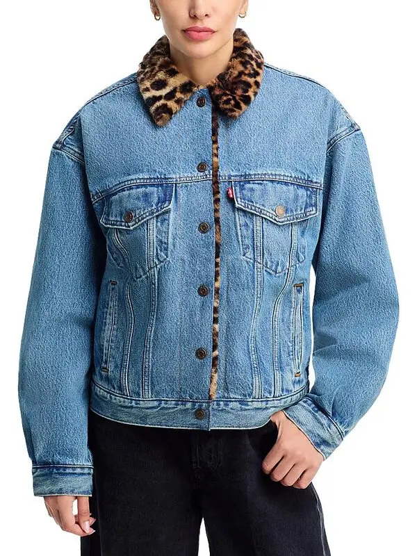 LEVI'S 90s Faux Fur Collar Denim Trucker Jacket - Dolly Day