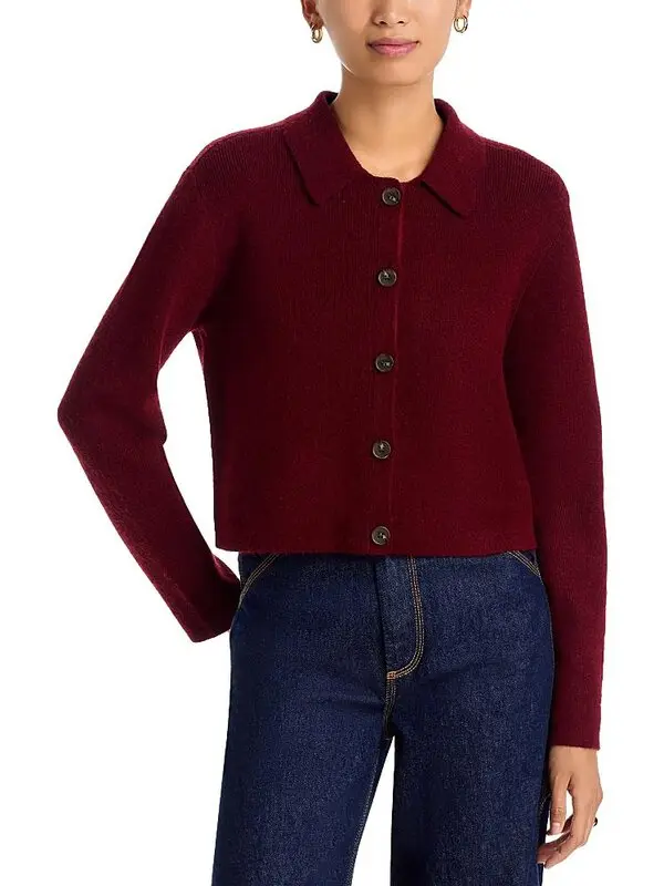 French Connection Ellie Collared Knit Cardigan - Cabernet