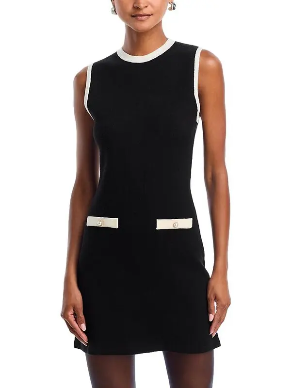 French Connection Knit Sheath Dress - Black/porcelain Cream