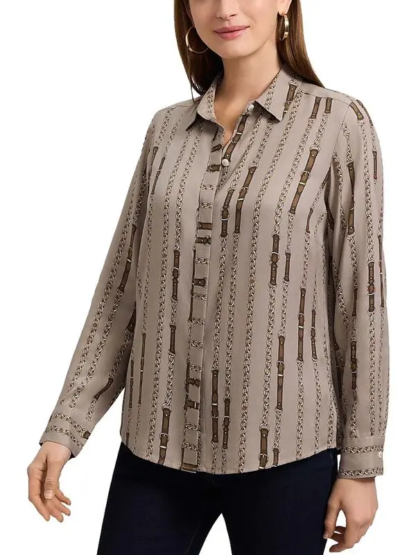 Foxcroft Luna Chain Print Shirt - Brown Multi