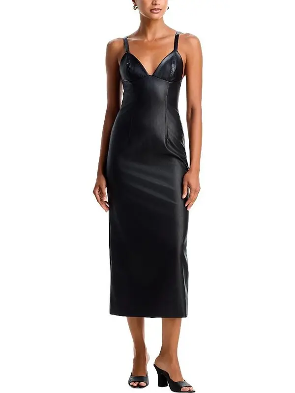 Bardot Estine Faux Leather Midi Dress - Black
