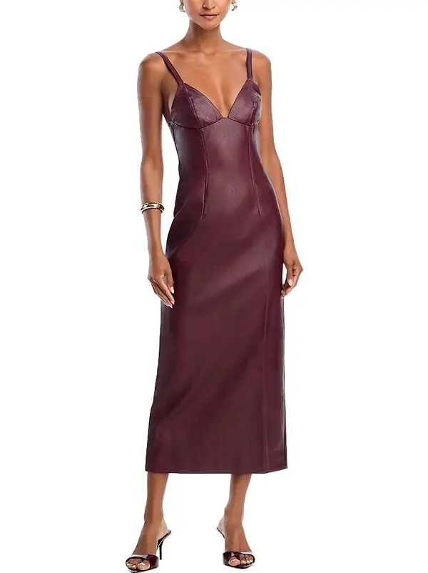 Bardot Estine Faux Leather Dress - Burgundy
