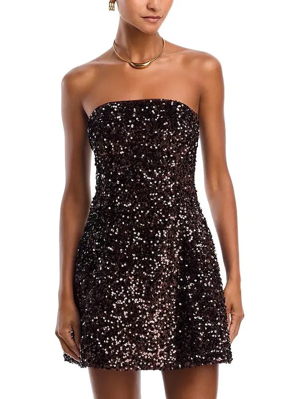 Bardot Helene Sequin Mini Dress - Chocolate
