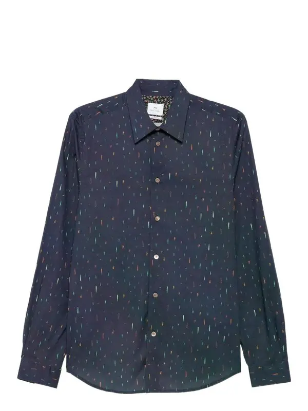 Paul Smith Long-sleeves Abstract-print Shirt - Blue