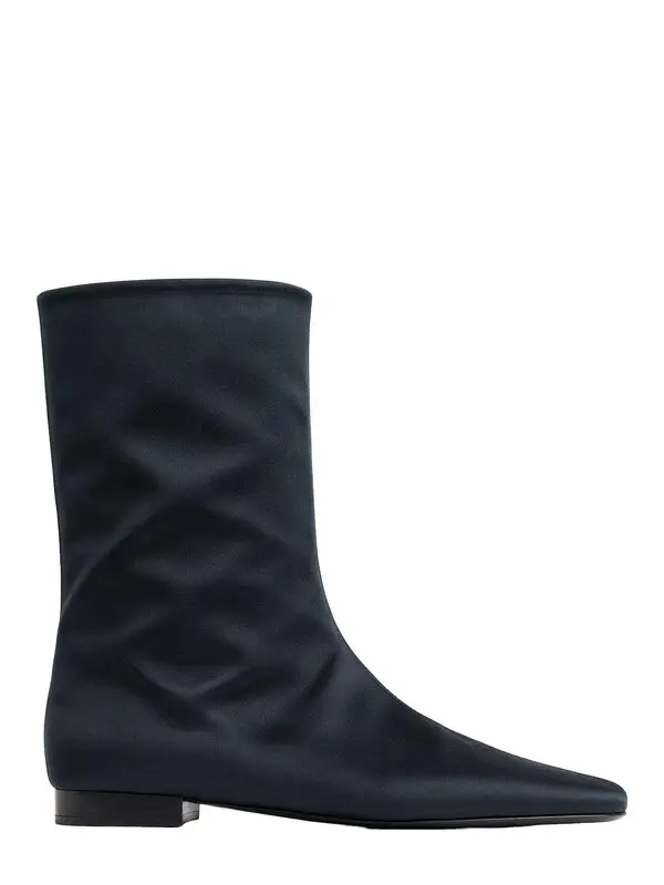 TOTEME Satin Ankle Boots - Navy