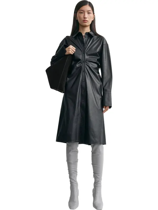 TOTEME Leather Slouch Shirt - Blue