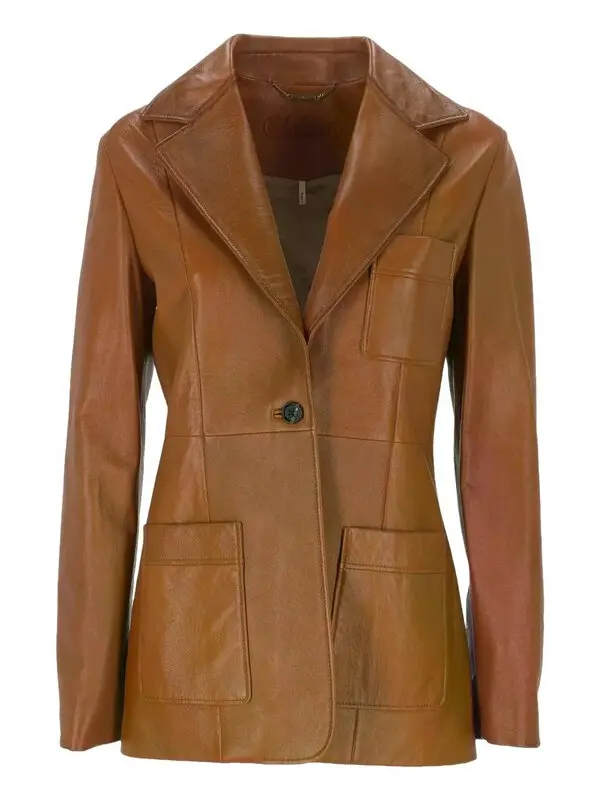 Chloé Patch-pocket Leather Jacket - Brown