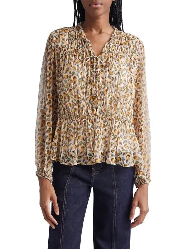 Ulla Johnson Robbie Print Silk Top - Swan