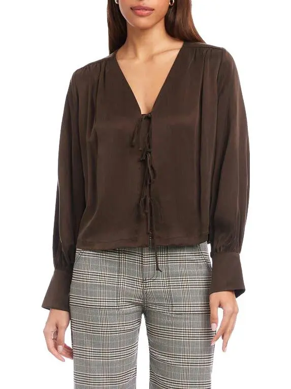 Fifteen Twenty Kayla Tie Front Top - Brown