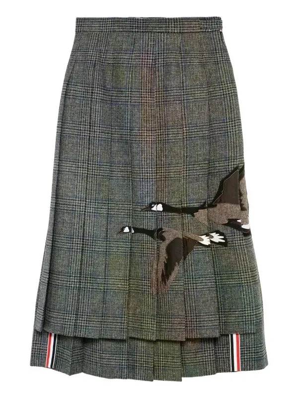 Thom Browne Flying Geese-appliqué Pleated Midi Skirt - Grey