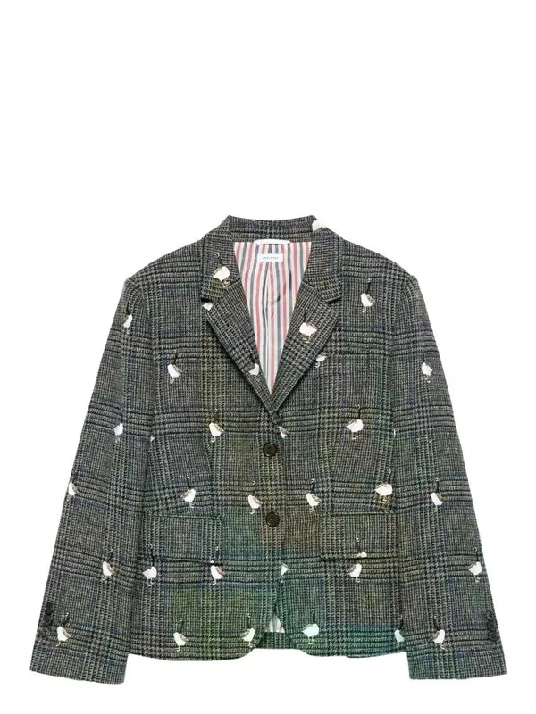 Thom Browne Prince Of Wales Hunting Tweed Blazer - Grey