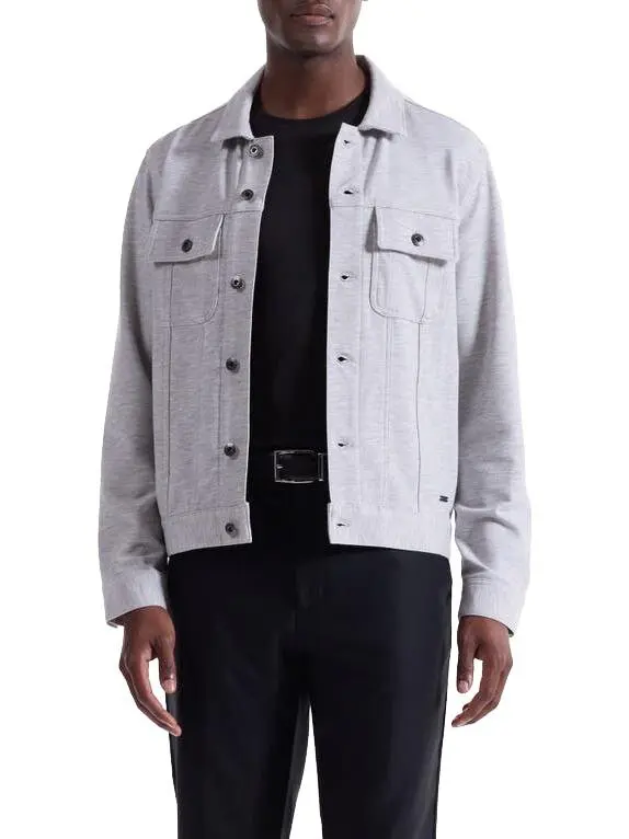 Bugatchi Knit Trucker Jacket - Cement