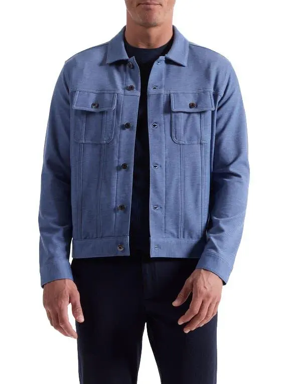 Bugatchi Knit Trucker Jacket - Cobalt