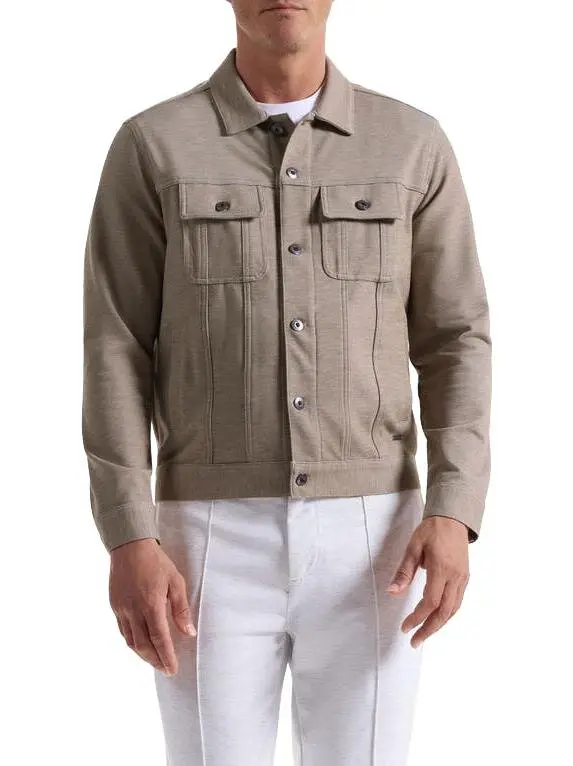 Bugatchi Knit Trucker Jacket - Taupe
